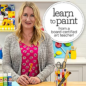 Apple Barrel Art Lessons Paint and Brush Set, 34 pc Kit Including 23 2 fl oz Apple Barrel Acrylic Paint Colors, 1 2 fl oz bottle of Mod Podge Matte, 10 FolkArt Brushes, 6 Video Lessons And More