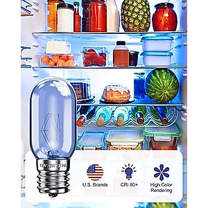 AXKJEVY Refrigerator Light Bulb 40 Watt 297048600 241552802 Compatible with Frigidaire Kenmore Whirlpool Electrolux KitchenAid Fridge Light Bulbs Replacement Freezer Bulb T8 E17 Lamp Light (3)