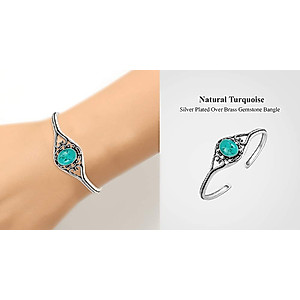 5.80 Cts Turquoise Cuff Bangle For Mother Green Stone December Birthstone Bangle Jewelry Mother's Day Gifts For Mom Wife