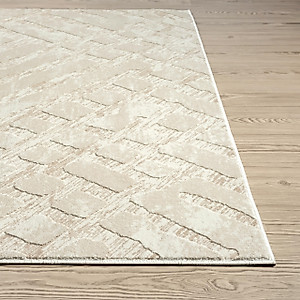 Abani Terra Cream Area Rug for Living Room, Bedroom - Rustic Modern Pattern - 2' x 3' - Durable & Easy to Clean