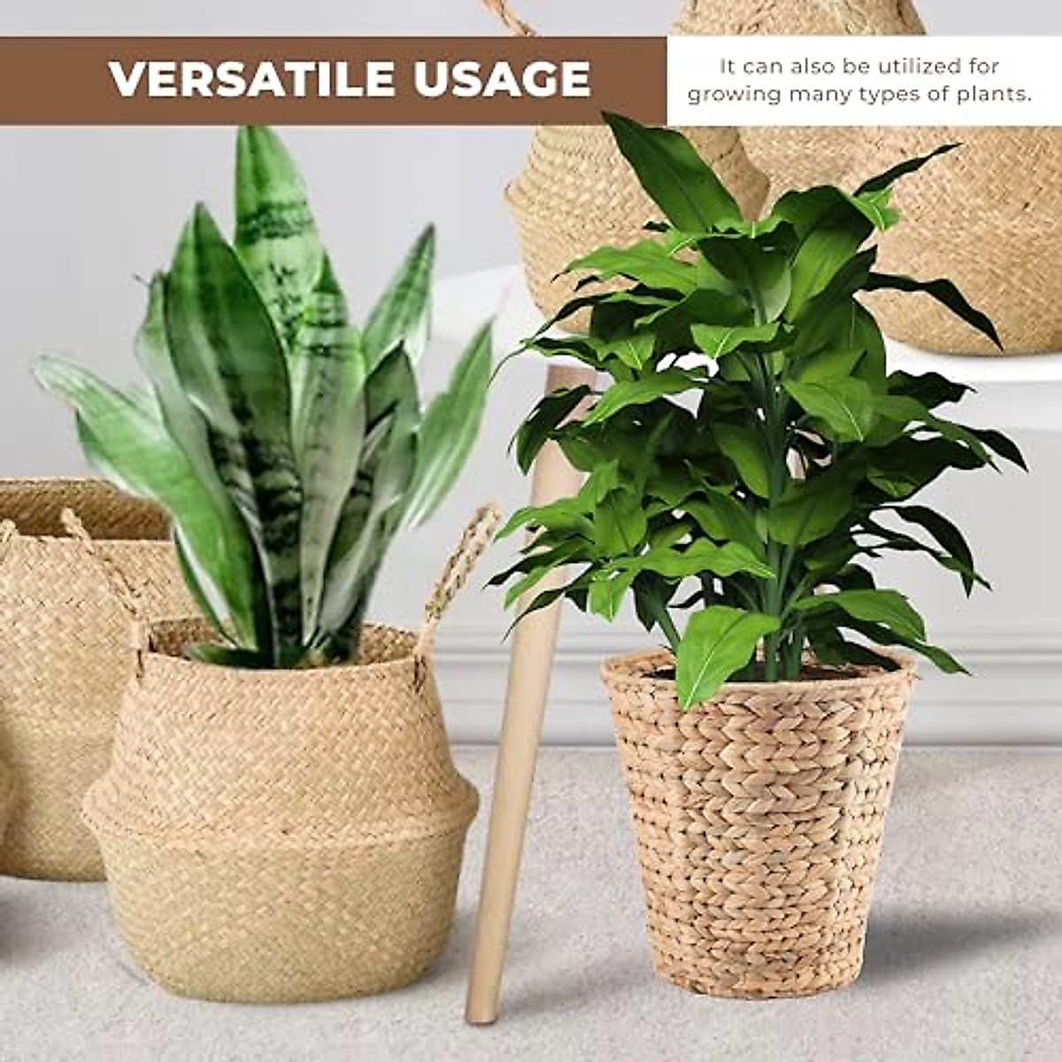 TREVIETDECOR Wicker Trash Can with Lid in Bedroom, Bathroom | Trash Can in Office | Boho Woven Wicker Waste Basket