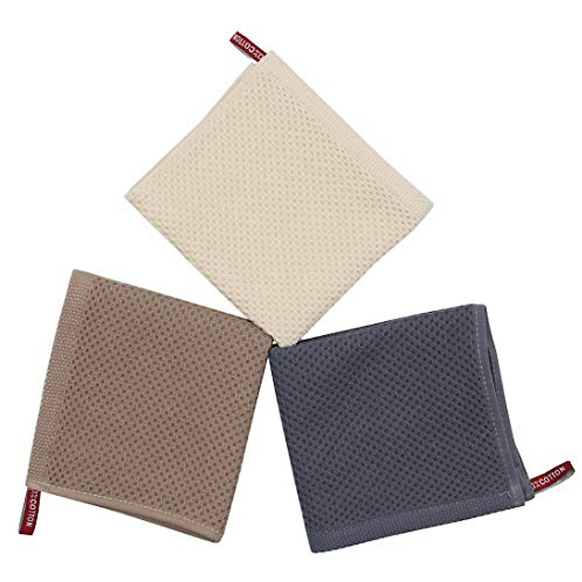 Mia'sDream Natural Cotton Tidy Dish Cloths Rags,Waffle Weave Kitchen Towels and Dishcloths Sets, Soft and Absorbent Hand Towel Washcloths, 12inchx12inch 6 Pack (Multi Color)