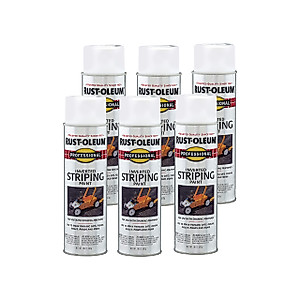 Rust-Oleum 2593838-6PK Professional Inverted Striping Spray Paint, 18 oz, White, 6 Pack