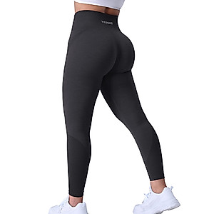 YEOREO Women Seamless Ozone Workout Leggings High Waisted Butt Lifting Recycled Yoga Pants Grey L