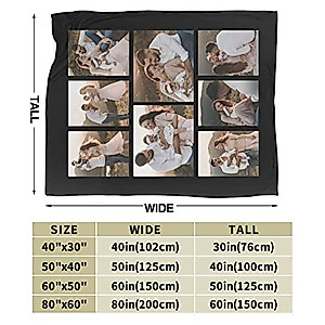 Custom Blankets, Personalized Picture Blanket With Photos Text ,Customized Throw Blanket Gift For Mother Father Friends Birthday Christmas Halloween Fathers Mothers Valentines Day GiftPHOTO 07