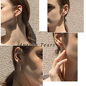 Aurora Tears Infinity Swirl Dangle Drop Twist Earrings Blue 925 Sterling Silver Women Crystal Spiral Hook Earrings Zirconia Gift Girls Dating Jewelry DE0062H