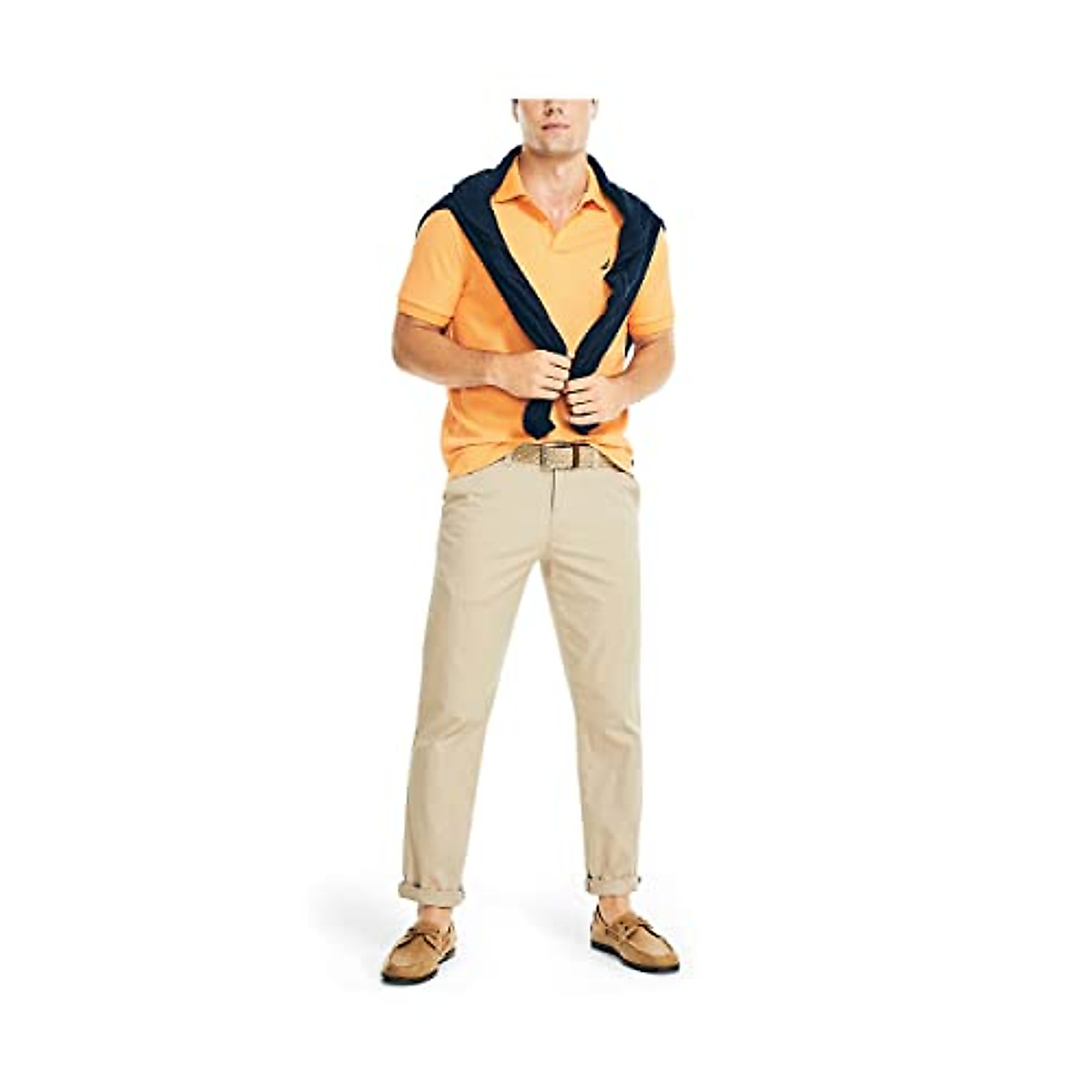 Nautica Men's Sustainably Crafted Classic Fit Deck Polo,Melon Sugar,L