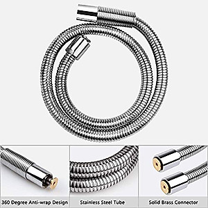 KWODE Pre-rinse Hose 38 Inch Flexible Stainless Replacement Hose for All Brand Commercial Kitchen Sink Faucet with 7/8”-20NPT Female Thread (96CM/38”)