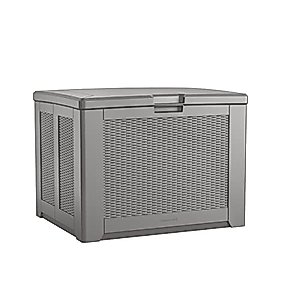 Rubbermaid Medium Resin Outdoor Storage Deck Box (74 Gal), Weather Resistant, Gray, Deck Organization for Home/Backyard/Pool Chemicals/Toys/Garden Tools/Porch/Patio Cushions