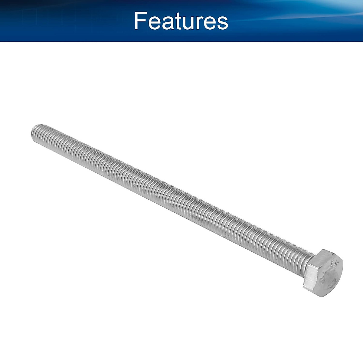 Heyiarbeit M6 Hex Bolt M6-1 x 100mm Hex Bolt UNC Hex Head Screw Bolts 304 Stainless Steel Fully Threaded Hex Tap Bolts 8pcs