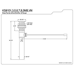 Kingston Brass Fauceture KS8105 Pop-Up Drain without Overflow, Oil Rubbed Bronze