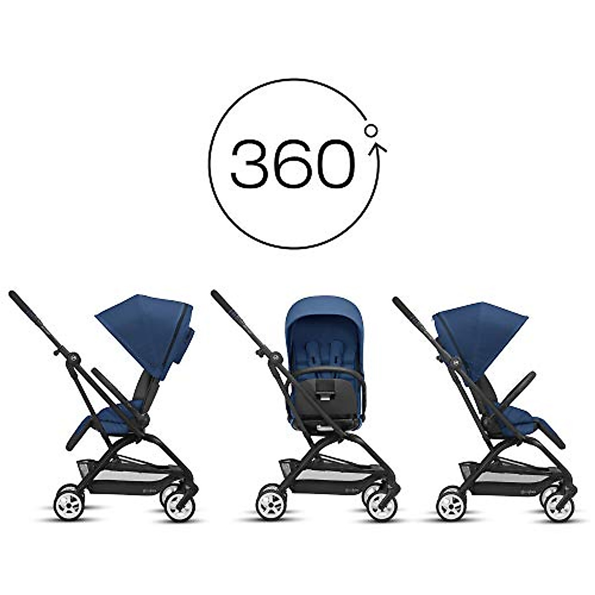 CYBEX Eezy S Twist 2 Stroller, 360° Rotating Seat, Parent Facing or Forward Facing, One-Hand Recline, Compact Fold, Lightweight Travel Stroller, Stroller for Infants 6 Months+, Navy Blue