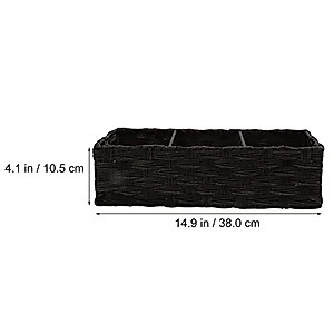 Cabilock Small Basket Rattan Caddy Organizer Rectangular Wicker Basket Seagrass Woven Storage Basket Water Hyacinth Storage Bins for Home Office Bedroom Storage Basket Wicker Cube