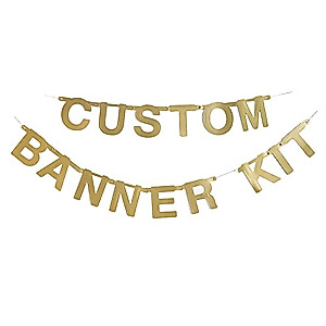 SUNBEAUTY Gold Customizable Letters&Symbols Banner Decoration Kit Party Custom Banner for Birthday Wedding Baby Showers Photo Props Window Decor (Gold)