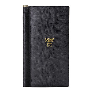 Letts of London Legacy Heritage Weekly/Monthly Planner, 12 Months, January to December, 2024, Slimline Pen, 6” x 3.375", Black (C081163-24)
