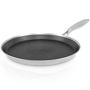 KHZSPP Crepe Pan Stainless Steel 10-inch with 1 Detachable Handle 2 Screws 1 Wrench 1-inch deep Nonstick Honeycomb Dosa Pan for Induction Cooker Gas Stove Ceramic(26cm (about 10 inches)