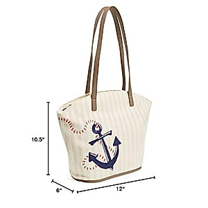 Vera Bradley Women's Straw Tote Bag, Regatta Anchor Navy, One Size
