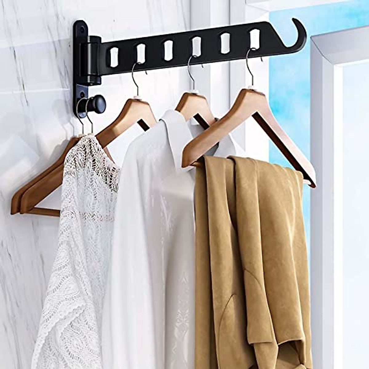 YSUEFIJO Drying Racks for Laundry Foldable, Laundry Drying Rack Wall Mount, Heavy Duty Laundry Clothes Hanger Rack, Collapsible Clothes Dry Racks, for Balcony, Mudroom, Bedroom (White )