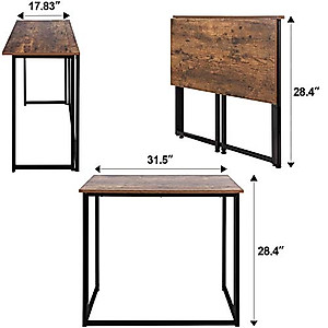 ErgoDesign Folding Computer Desk for Small Spaces, Simple Space-Saving Home Office Desk, Foldable Computer Table, Laptop Table, Writing Desk, Compact Study Reading Table (Rustic Brown)