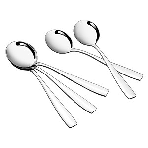 Nicesh 16-Piece Stainless Steel Round Soup Spoons, Round Bouillon Spoons