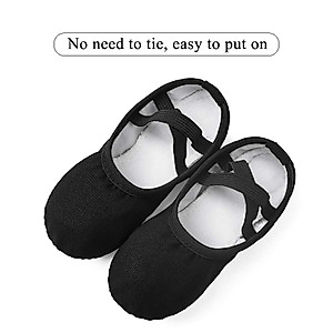 Stelle Canvas Ballet Shoes Toddler Girls Ballet Slippers No-Tie Boys Dance Shoes(Black,2MB)