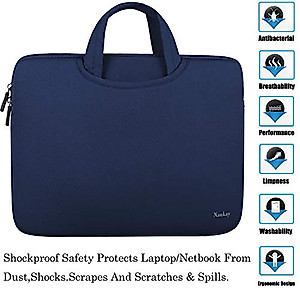 Laptop Bag 15.6 Inch,Durable Slim Briefcase Handle Bag & with Two Extra Pockets,Notebook Computer Protective Case for Computer Notebook Ultrabook,Collapsible Carrying Handles (Dark blue)