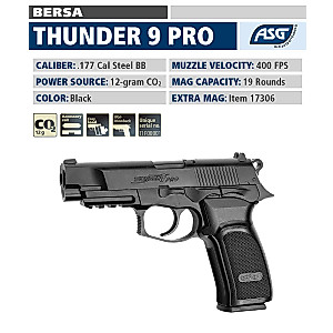 ASG BERSA Thunder 9 Pro .177 Caliber Steel BB Gun Non-Blowback Air Pistol