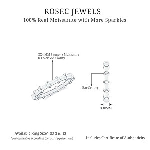 Certified Moissanite Diamond Eternity Band, D-Vs1 Quality, East West Ring, Moissanite Anniversary Ring - With Jewelry Box, 14K White Gold, Size:US 7.00