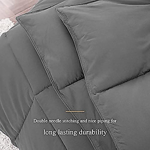 Amazon Brand - Pinzon All-Season Down Alternative Comforter with Duvet Tabs，Grey