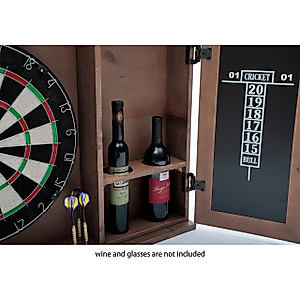Neconcet Dartboard and Cabinet Set: Sisal Dartboard with Self Healing Bristles and Accessories- Multiple Styles Available (Mars)