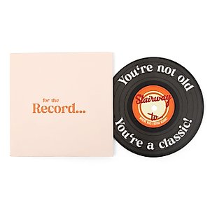 Funny Birthday Gift for Men and Women - For the Record Vinyl Birthday Card with Envelope | 30th, 40th, 50th, 60th, and 70th Birthday Gifts for Her, Him, Sister, Best Friend