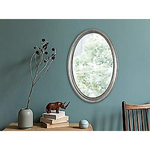 MCS Beaded Oval Mirror, 21 x 31 in, Pewter