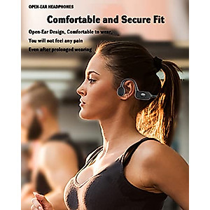 X6 Air Conduction Headphones，Open Ear Bluetooth Headphones CVC8.0 Noise Cancelling Stereo Wireless Earphones，LED Power Display Waterproof Headset with Built-in Mic（Black）