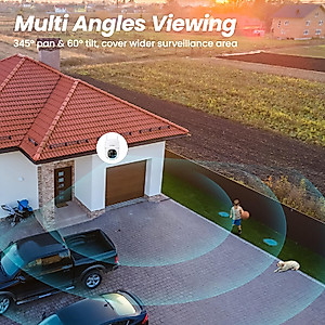 Cinnado Security Cameras Wireless Outdoor-2K Cameras for Home Security Outside Solar/Battery Powered 2.4G WiFi, 360° Color Night Vision, 2 Way Audio, PIR Human Detection, Works with Alexa/Google Home