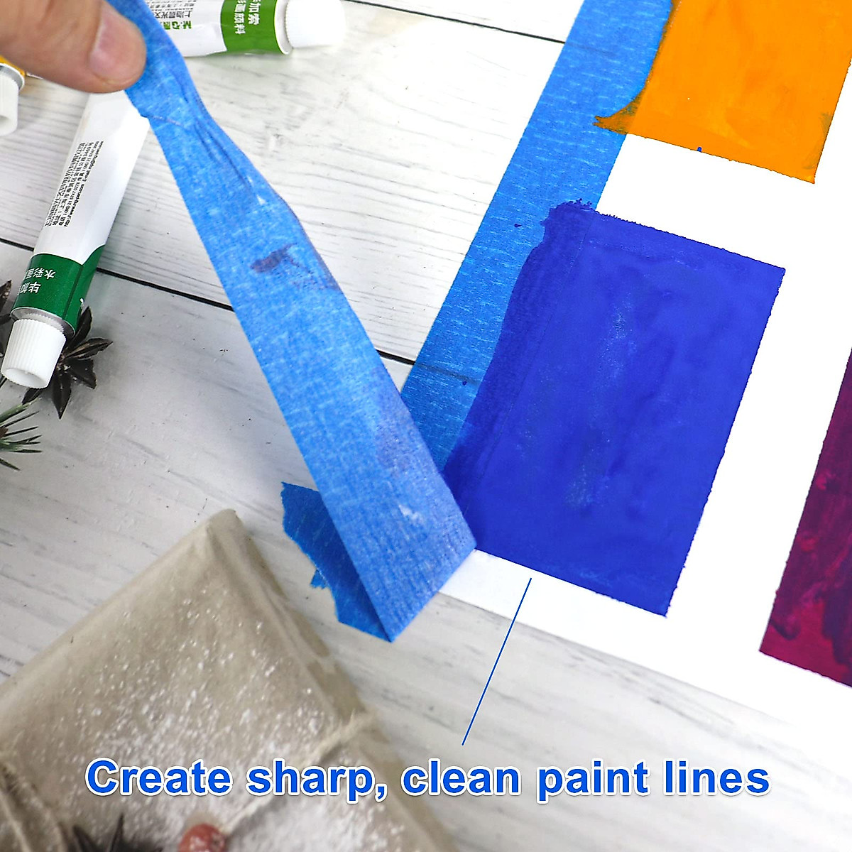 JIALAI HOME 6 Rolls Painters Tape 1 inch Bulk Painter Tape Blue Wide Roll, Blue Masking Tape, Blue Paint Tape 1 Inches x 60 Yards for General Purpose Walls Painting, Automotive