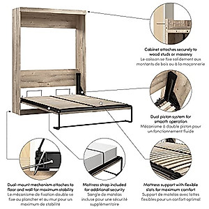 BESTAR Pur Murphy, Space-Saving Wall Bed for Multipurpose Guest Room or Home Office, Full, Rustic Brown