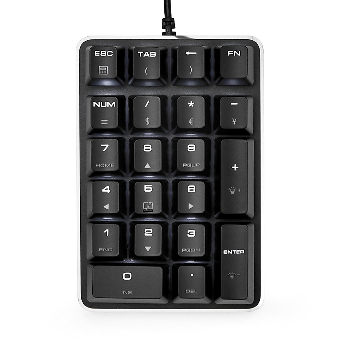 Qisan Mechanical Numeric Keypad Wireless Bluetooth Keypad Cherry MX Blue Switch 21 Keys Mini Numpad Portable Keypad Extended Layout Magicforce for for Financial Cashier Securities-Black