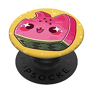 Cute Pink Cat Funny Cat Lover Watermelon Face PopSockets Swappable PopGrip