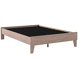 Signature Design by Ashley Flannia Modern Platform Bed, Full, Grayish Brown