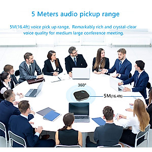 TONGVEO USB Speakerphone Microphone Conference Speaker,Daisy Chain Computer Speaker with Microphone 360º Voice Pickup Built-in 4 AI Noise Cancellation Mics for 12 Attendees Conference Call Speaker