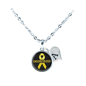 Holly Road Necklace Custom Endometriosis Awareness Yellow Ribbon Silver Jewelry 26 Choose Initial