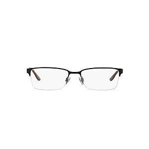 Ralph by Ralph Lauren Men's RL5089 Rectangular Prescription Eyewear Frames, Semi-Shiny Black/Demo Lens, 54 mm