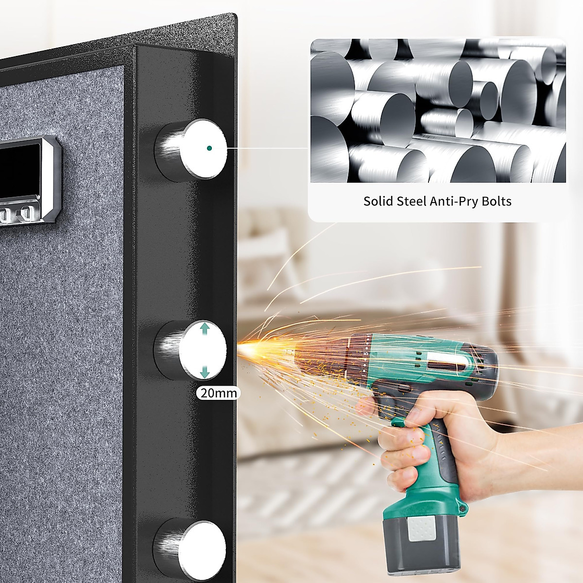 YITAHOME Fireproof Safe Box for Home, 4 CuBic Feet Anti-Theft Fire Safe with Digital Keypad Key, Removable Shelf, LED Light, for Home Office Hotel Use