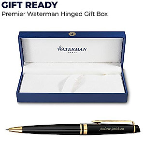 Dayspring Pens Personalized Waterman Pen | Engraved Waterman Expert Black with Gold Trim Ballpoint. Custom Engraved Gift Pen Personalized and Shipped