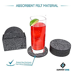 Summit One Premium Coasters for Drinks, Set of 10 (4 x 4 Inch, 5mm Thick) - Bar Accessories for The Home bar Set, Absorbant Coasters, Felt Drink Coasters The Ideal Man cave Accessories