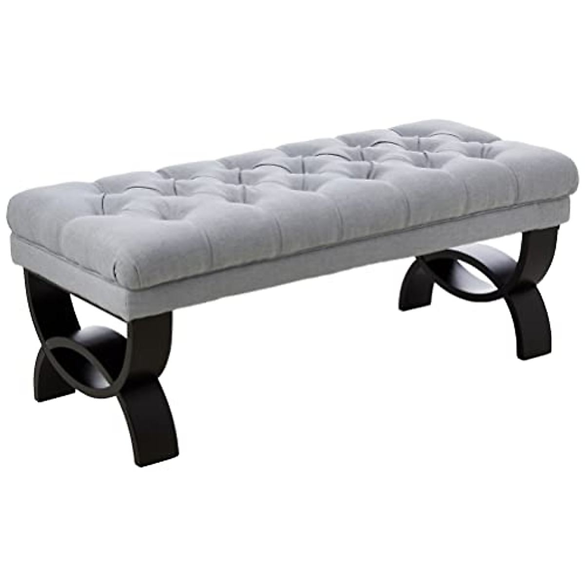 Christopher Knight Home Scarlett Fabric Ottoman Bench, Light Grey 17.25”D x 41.00”W x 16.75”H
