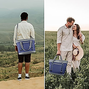 Nukuaaot Large Insulated Cooler Bag 35 Cans，Insulated Reusable Grocery Bag with Shoulder Strap,Leak-Proof Soft Cooler Bag for Travel, Beach, Camping Shopping Black Blue