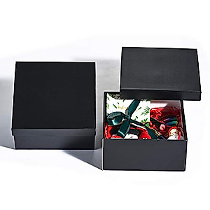 JCXPACK 12PCS 8 x 8 x 4 inches Elegant Black Gift Boxes,Rigid Gift Boxes with Lids, Black Present Packaging Box with Lids, Decorative Gift Wrap Boxes Bulk for Crafting