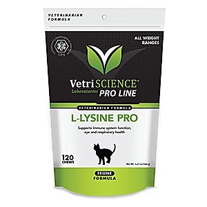 VetriScience L-Lysine Pro for Cats - Immune System Support for Felines - 120 Small Soft Chews