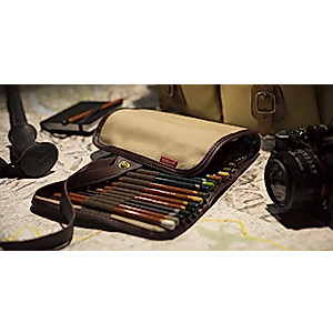 Derwent 700434 Pencil Case, Canvas Wrap Pencil Holder, Holds up to 30 Pencils and Supplies (2300671),brown